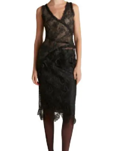 Marina Moscone Lace Patchwork Top - Black