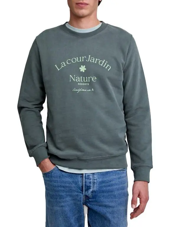 SCALPERS Jardin Print Cotton Sweatshirt - Dark Green