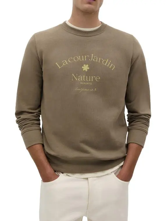 SCALPERS Jardin Print Cotton Sweatshirt - Khaki