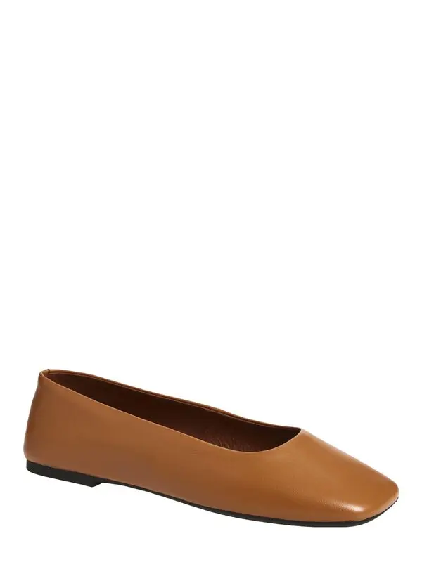 Jeffrey Campbell Listos Square-toe Leather Flats - Dusty Orange