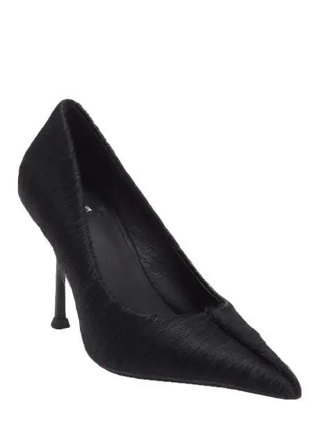 Jeffrey Campbell Pointed Toe Calf Hair Pumps - Black Longhair