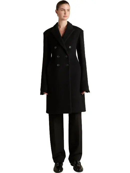 Marina Moscone Wool Basque Tailored Overcoat - Black
