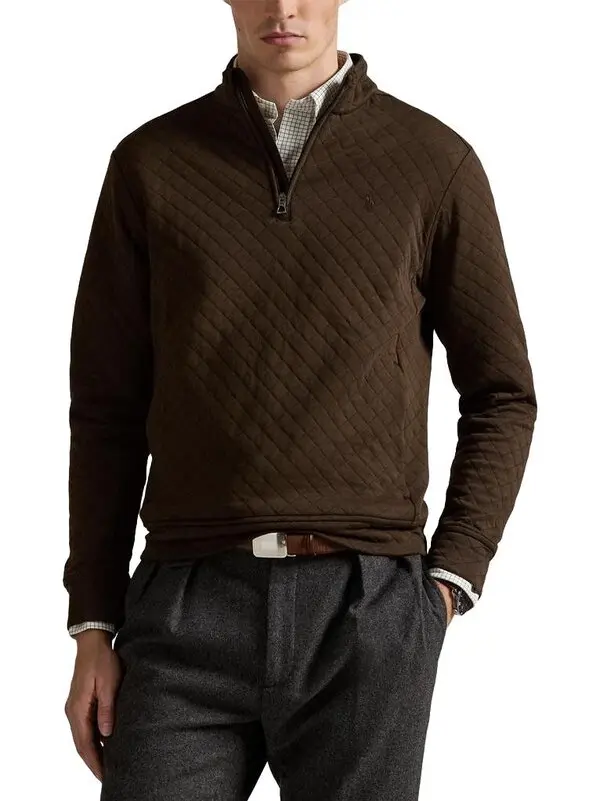 Polo Ralph Lauren Microquilted Double-knit Quarter-zip Pullover - Nutmeg Brown