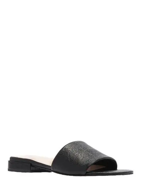 FRANKIE4 Aniston Leather Slide Sandal - Black Texture