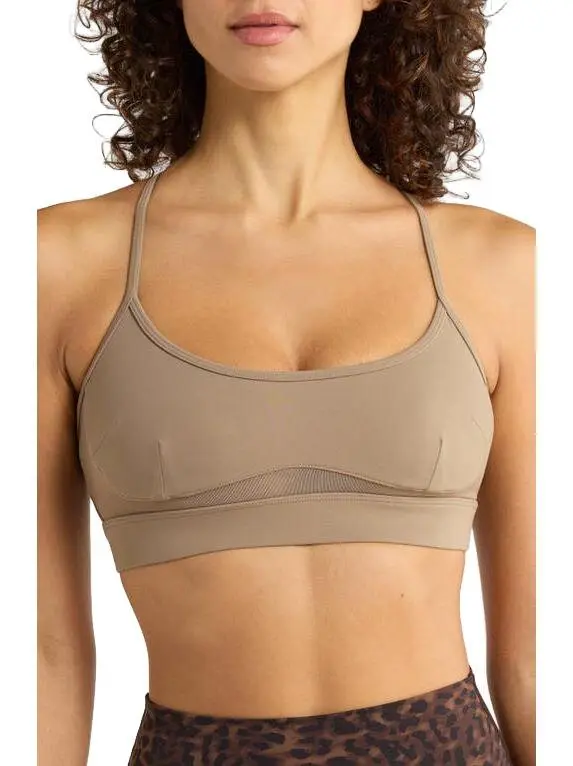 MPG Sculpt Mesh Inset Sports Bra - Caribou