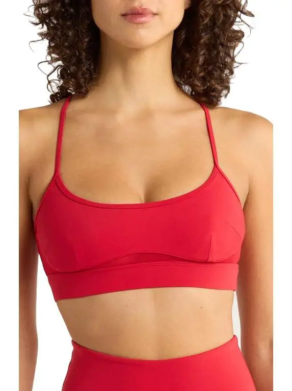 MPG Sculpt Mesh Inset Sports Bra - Haute Red
