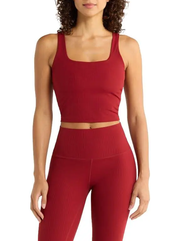 MPG Crop Rib Tank Top - Merlot