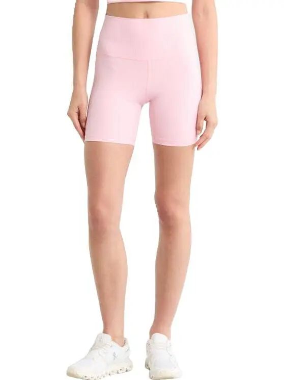MPG Ribbed High-waist Shorts - Baby Pink