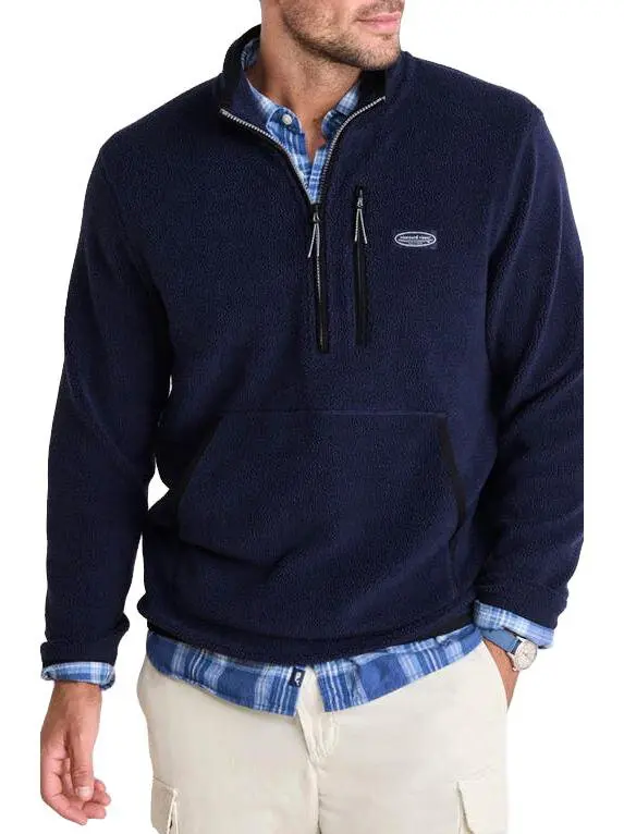 Vineyard Vines Bonfire Fleece Quarter Zip - Nautical Navy