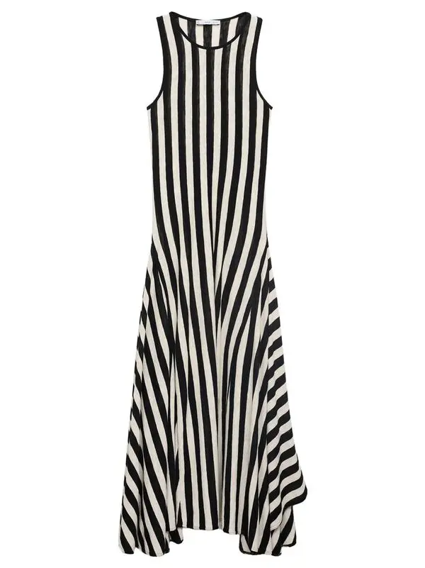 Mango Asymmetric Sleeveless Knit Maxi Dress - Black/white