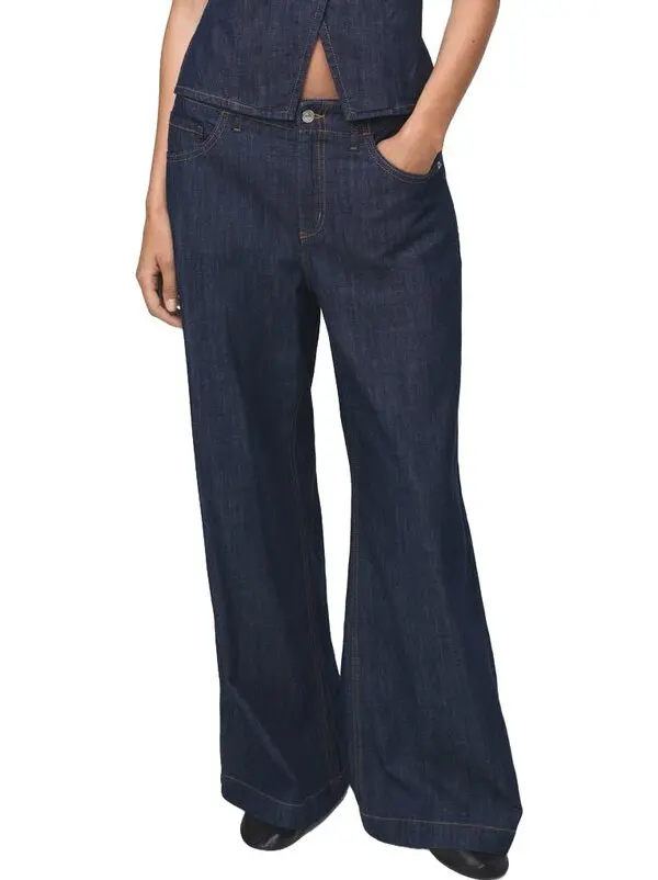 Mango Wide-leg Non-stretch Denim Jeans - Open Blue