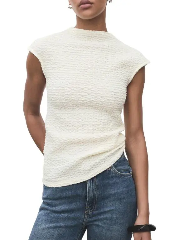 Mango Textured Cotton-blend Top - Off White