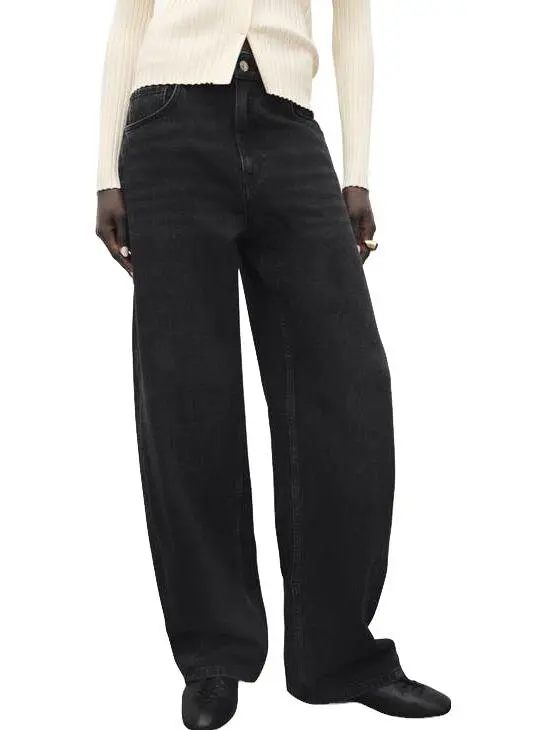 Mango Mid-rise Balloon Jeans - Black Denim