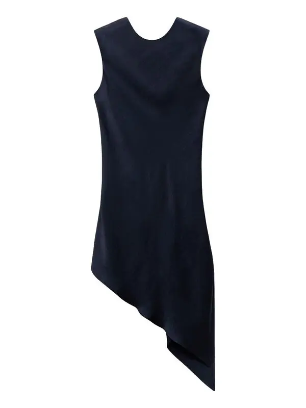 Mango Tie-back Asymmetric Satin Top - Navy