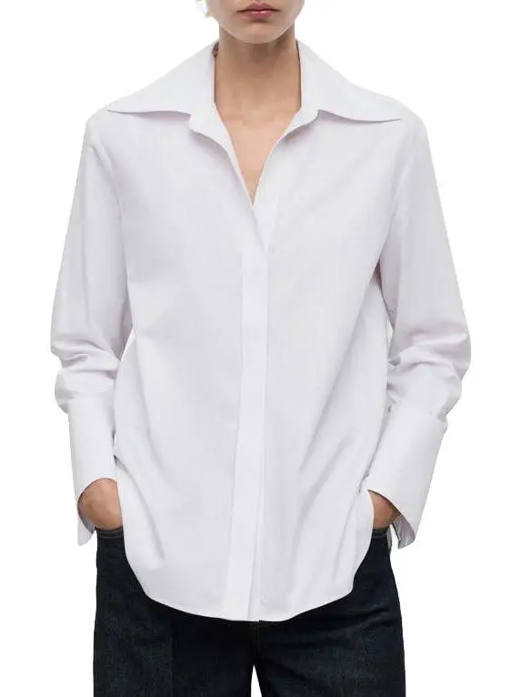 Mango Button-down Woven Shirt - Off White
