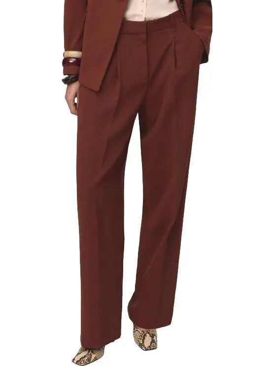Mango Modal Blend Straight-leg Trousers - Burnt Orange