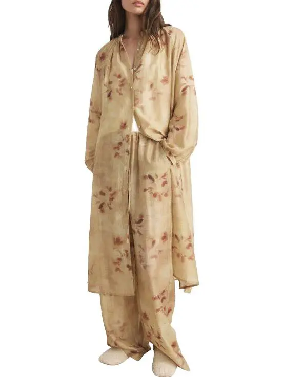 Mango Leaf Print Caftan - Sand