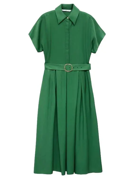 Mango Belted Shirtdress - Green
