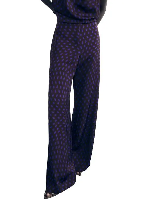 Mango Polka Dot Flare Leg Pants - Brown
