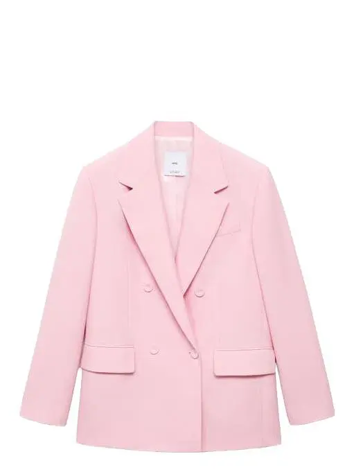 Mango Double-breasted Suit Blazer - Pink