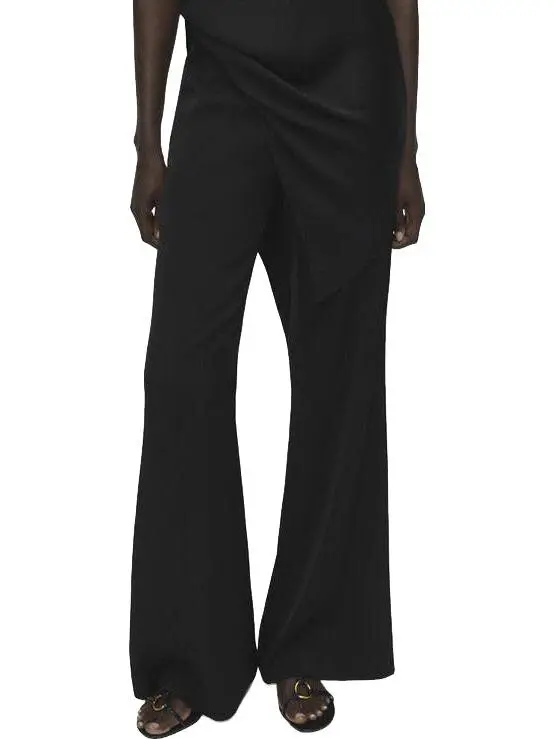 Mango Long Flare Leg Pants - Black