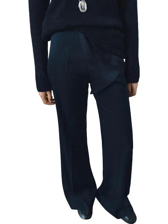 Mango Long Flare Leg Pants - Navy