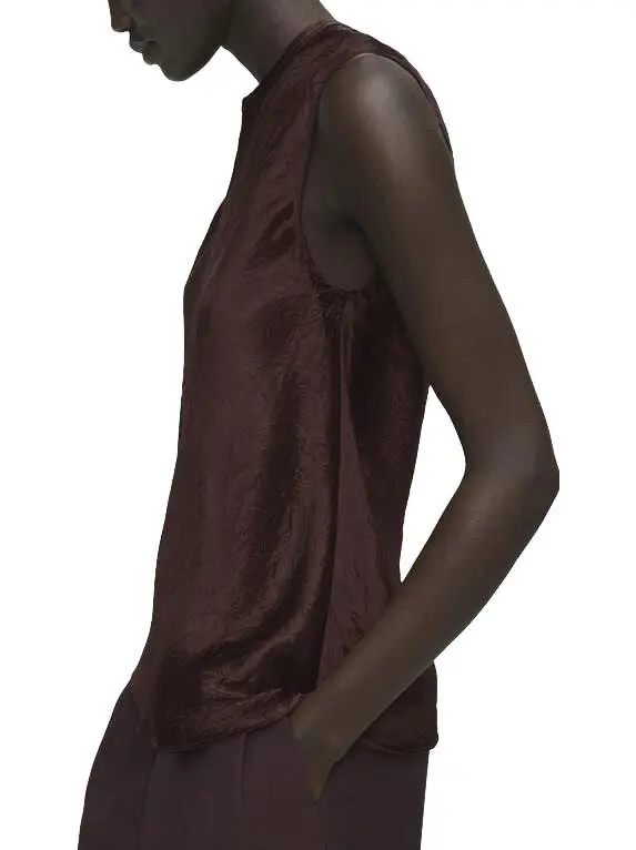Mango Crinkle Satin Shell Top - Chocolate