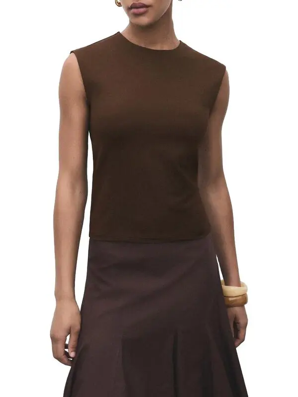 Mango Fitted Sleeveless Top - Brown