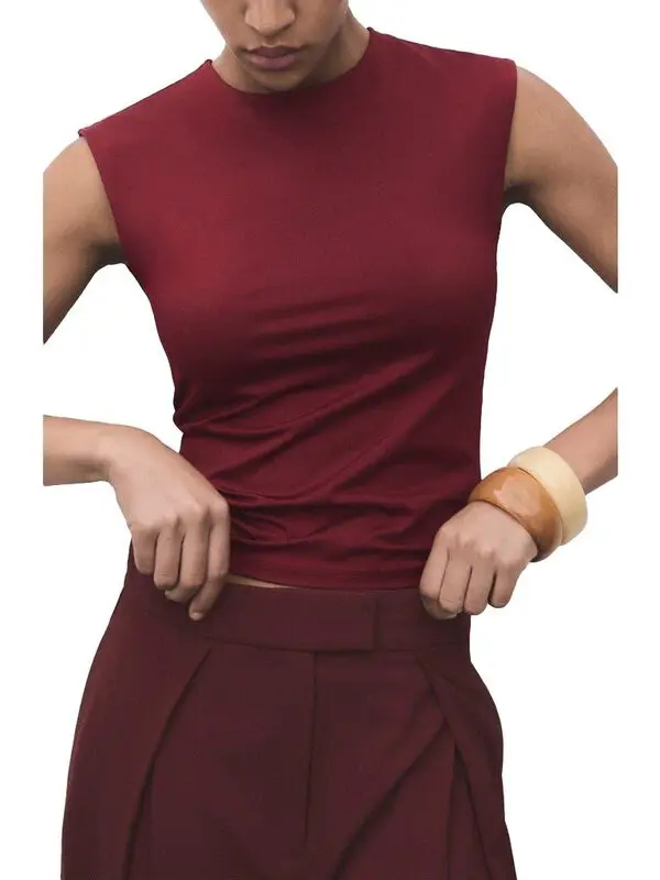 Mango Fitted Sleeveless Top - Burgundy