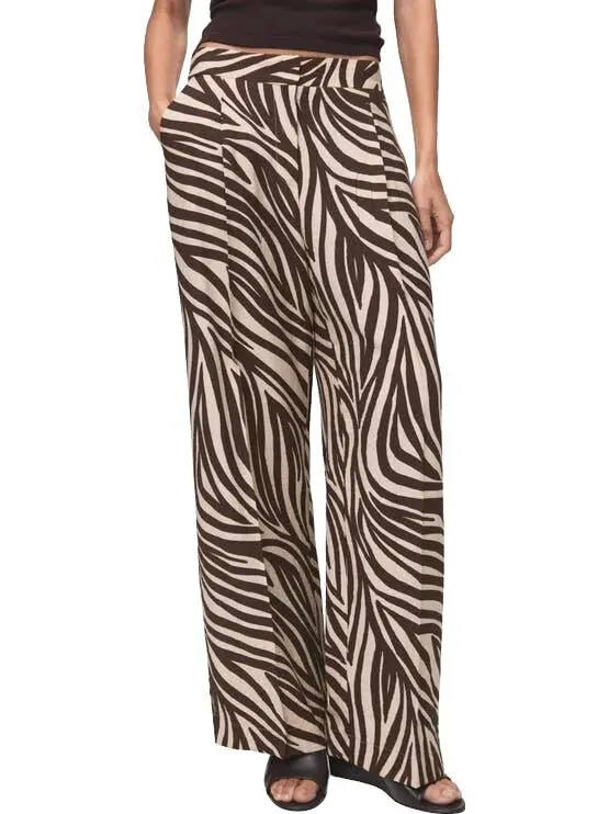 Mango Zebra Print Straight Leg Trousers - Black