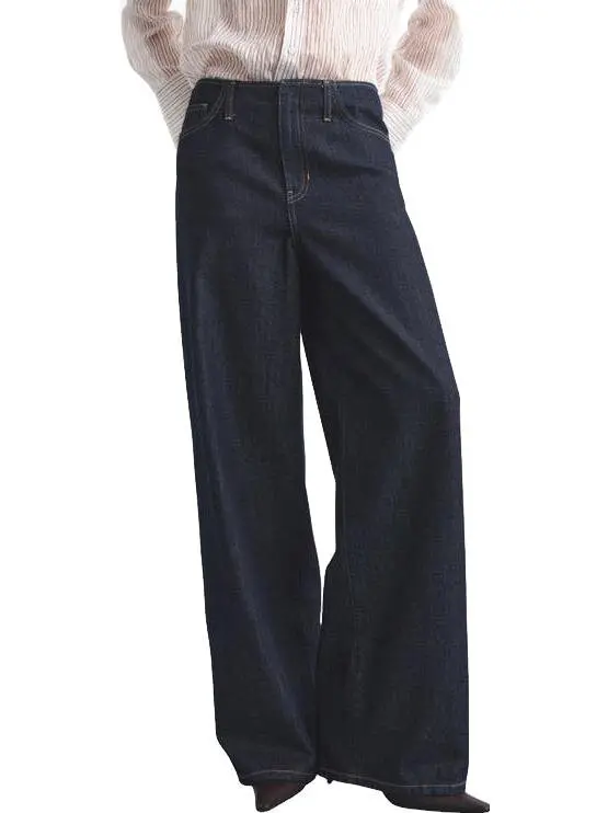 Mango Bandless Mid-rise Wide-leg Jeans - Open Blue