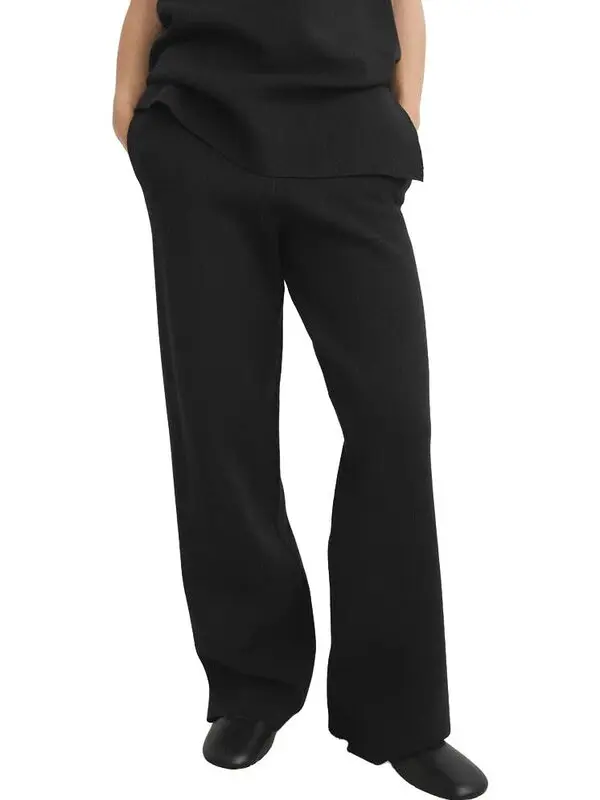 Mango Milano Fabric Pajama Pants - Black