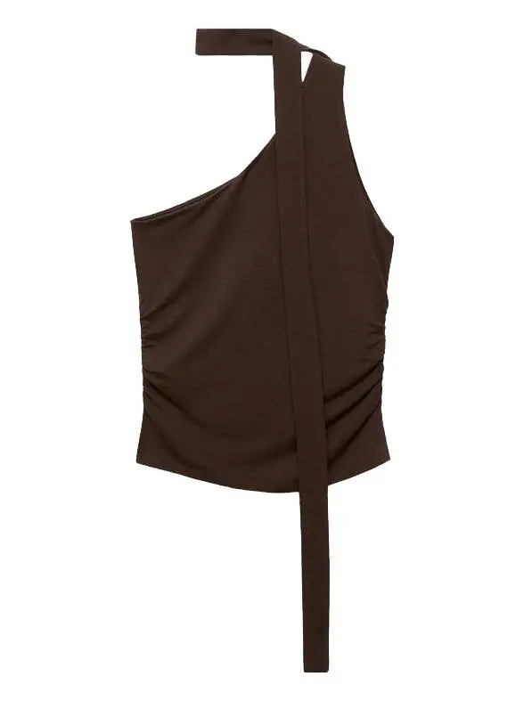 Mango Foulard One-shoulder Top - Brown