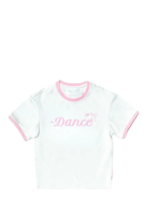 BITS & BOWS Dance T-shirt - White/pink