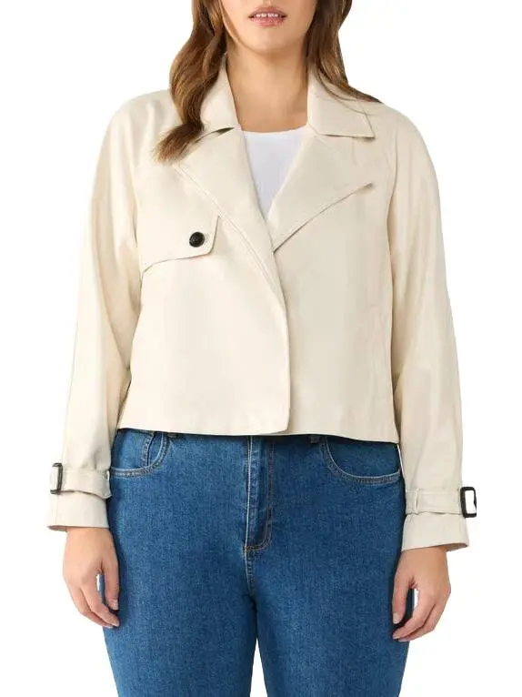 ESTELLE Karma Faux Leather Moto Jacket - Ivory