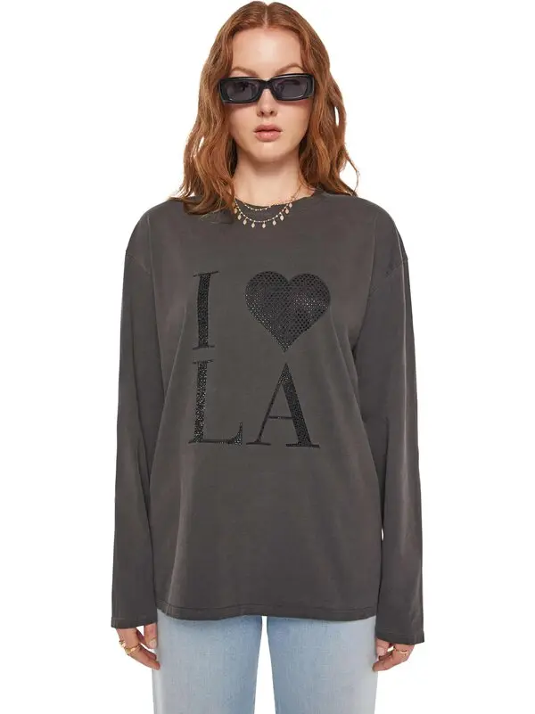 Sprwmn I Love La Rhinestone Sweatshirt - Black
