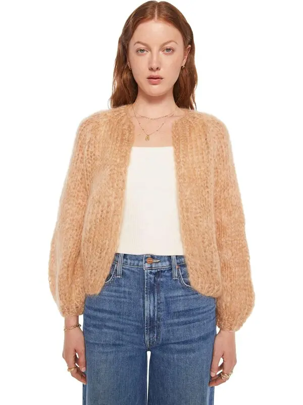 Maiami Mohair Puffy Sleeve Cardigan - Camel