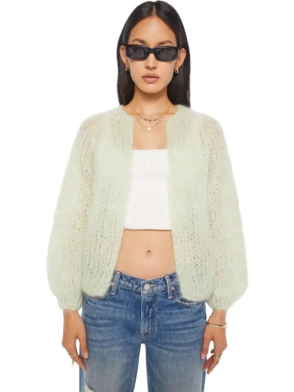 Maiami Mohair Puffy Sleeve Cardigan - Green