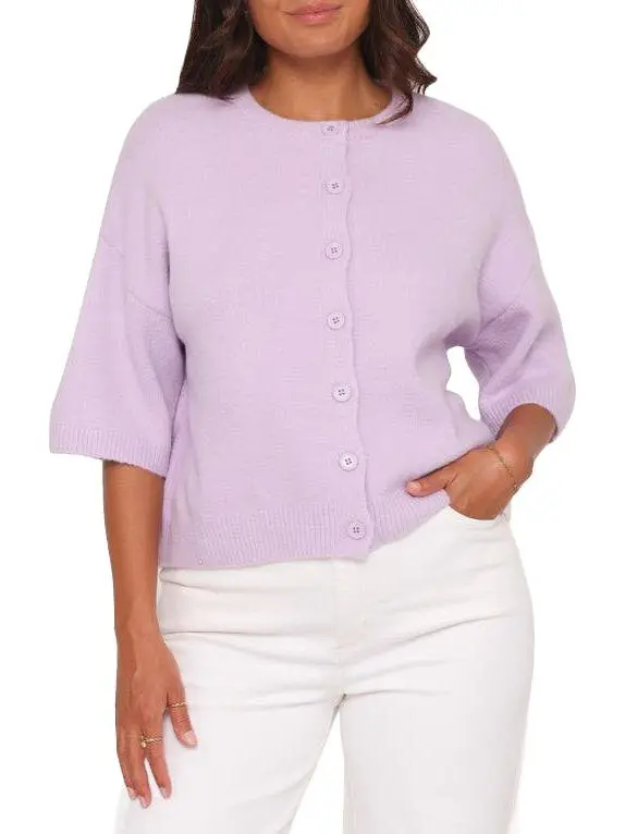 PETAL & PUP Lilith Elbow Sleeve Cardigan - Lilac