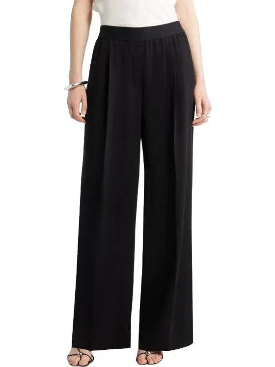 Nordstrom Pleat Front Pull-on Trousers - Black