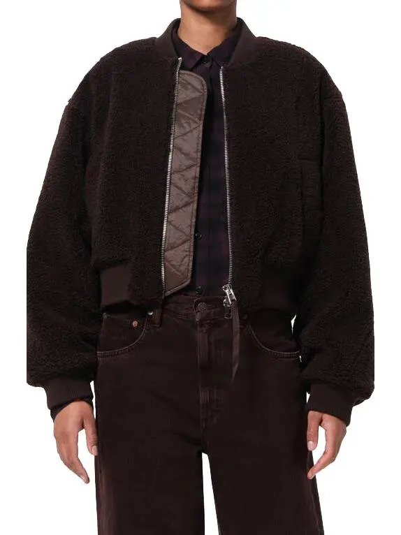 AGOLDE Iona Skye Faux Shearling Bomber Jacket - Chocolate Brwn