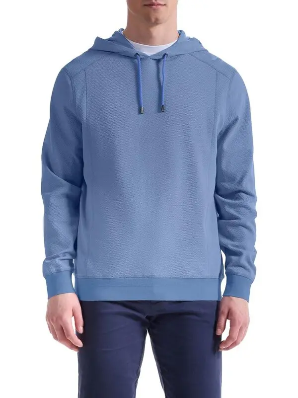 Bugatchi Textured Piqué Knit Hoodie - Air Blue