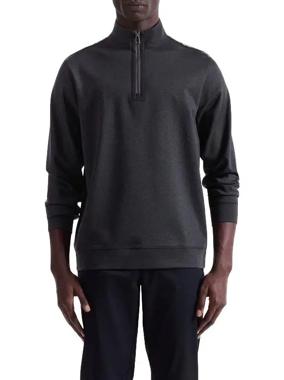 Bugatchi Quarter-zip Double-faced Pullover - Anthracite