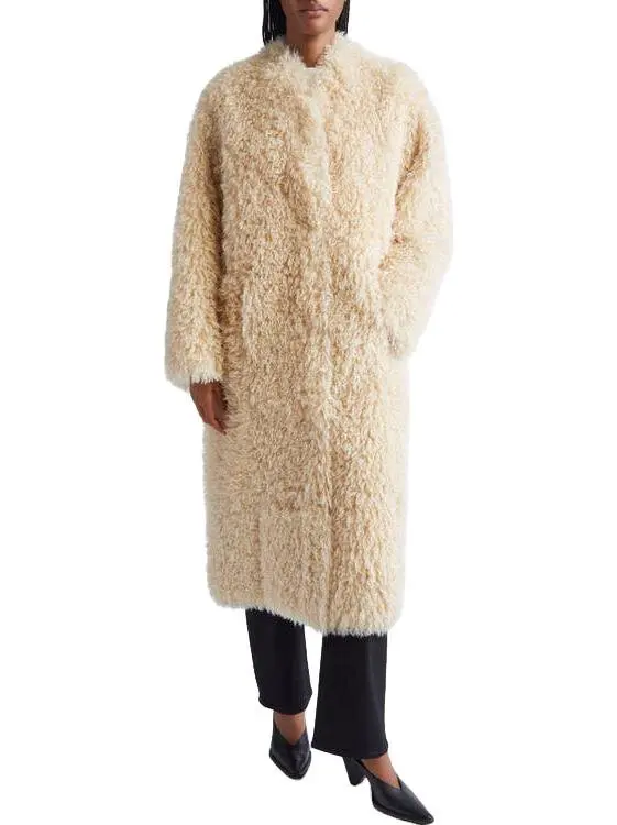 STAND STUDIO Carolina Faux Shearling Coat - Off White