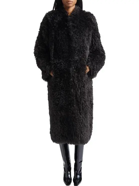 STAND STUDIO Carolina Faux Shearling Coat - Smoke Grey