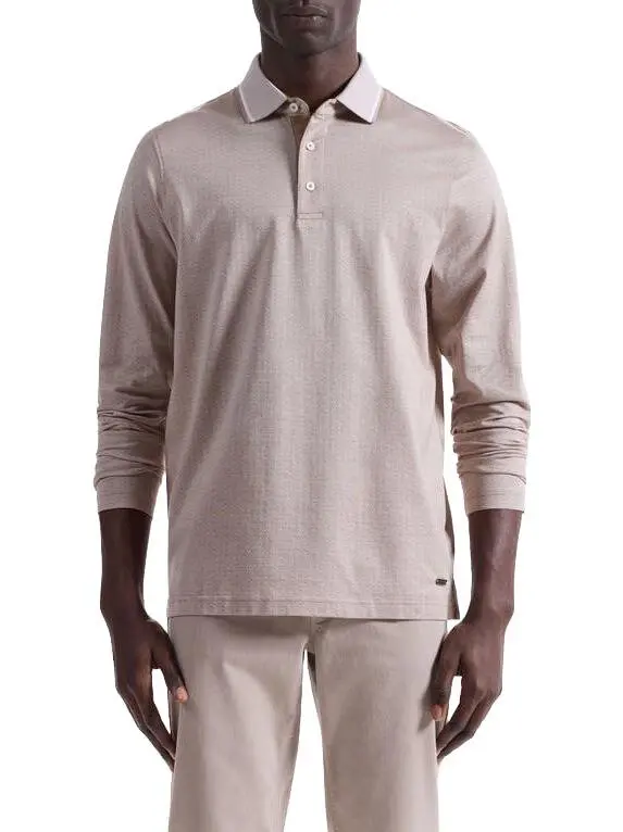Bugatchi Mercerized Cotton Long Sleeve Polo - Cobblestone