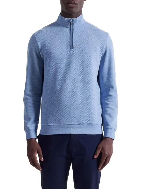 Bugatchi Quarter Zip Cotton Blend Pullover - Sky