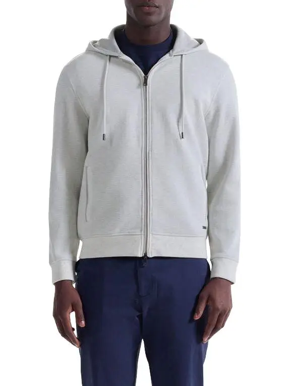 Bugatchi Piqué Zip-up Hoodie - Chalk