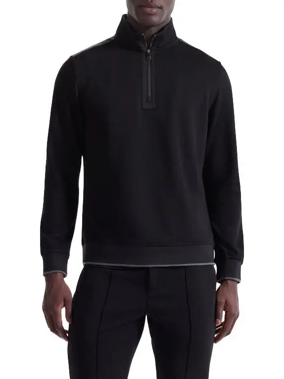 Bugatchi Soft Touch Quarter Zip Pullover - Black