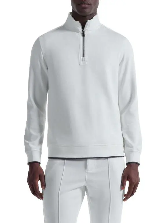 Bugatchi Soft Touch Quarter Zip Pullover - Chalk
